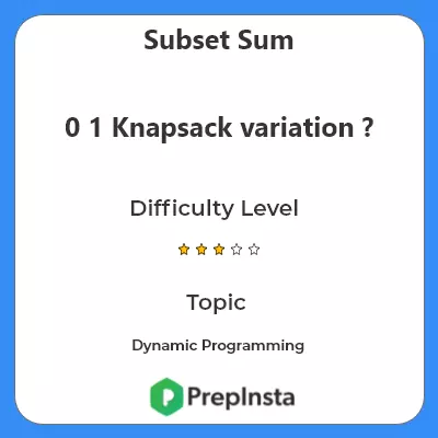Subset Sum | C++ Implementation | Dynamic Programming | PrepInsta