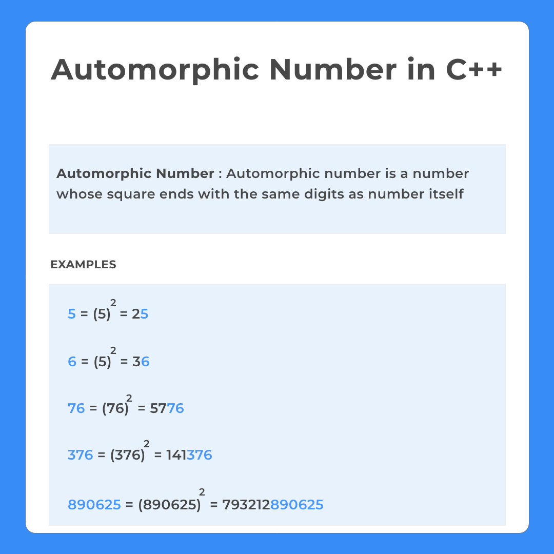 Automorphic Number in C Program | PrepInsta